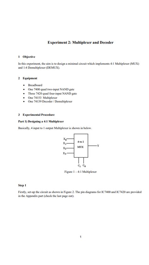 Solved Experiment 2 Multiplexer And Decoder 1 Objective In
