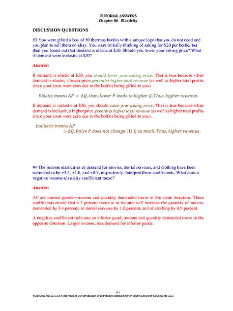 Chapter Elasticity Chapter Elasticity DISCUSSION QUESTIONS You Were Gifted A