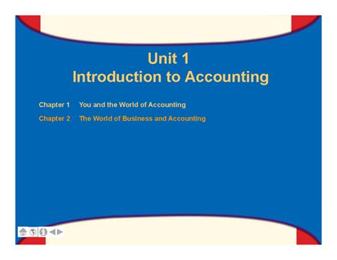 Introduction To Accounting Unit 1 Introduction To Accounting Chapter 1 You And The World Of