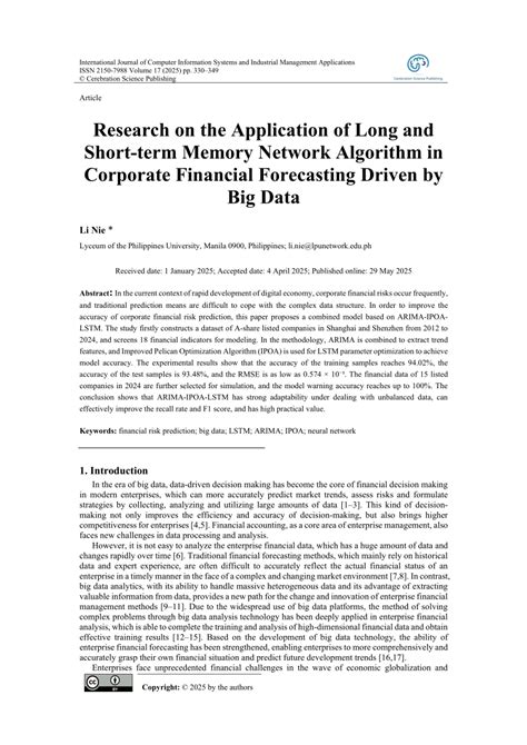 Pdf Research On The Application Of Long And Short Term Memory Network Algorithm In Corporate