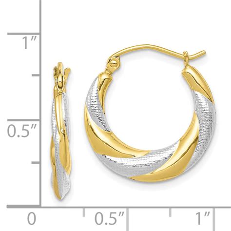 10k And Rhodium Twist Hollow Hoop Earrings Oscar And Sons Jewelers