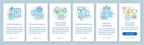 Premium Vector Volunteering Types Onboarding Mobile App Page Screen