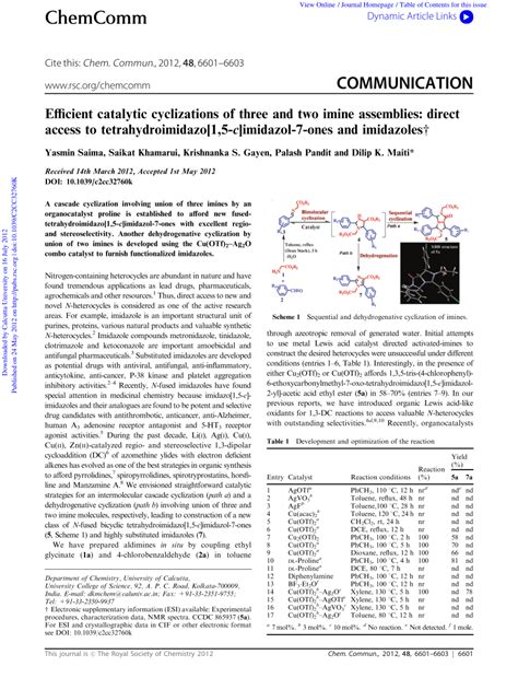 Pdf Cheminform Abstract Efficient Catalytic Cyclizations Of Three