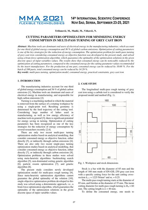 Pdf Cutting Parameters Optimization For Minimizing Energy Consumption