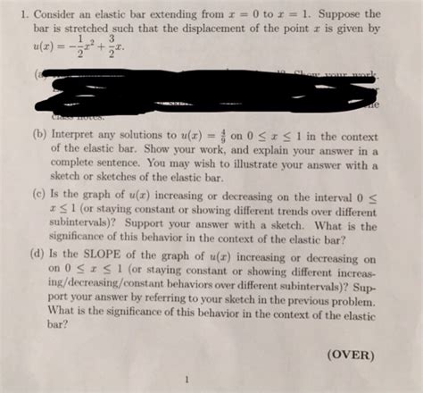 solved consider an elastic bar extending from x 0 to x
