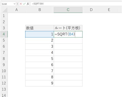 Excelで平方根を計算する方法：sqrt関数の使い方と応用例 ※
