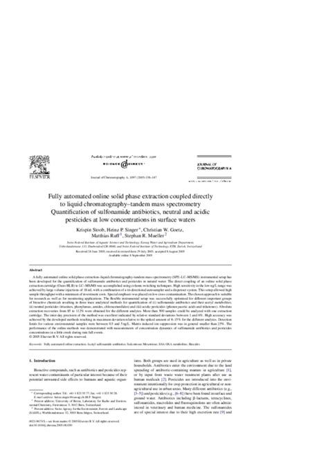 Pdf Fully Automated On Line Solid Phase Extraction Coupled To High