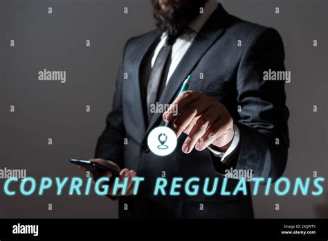 Text Caption Presenting Copyright Regulations Word Written On Body Of