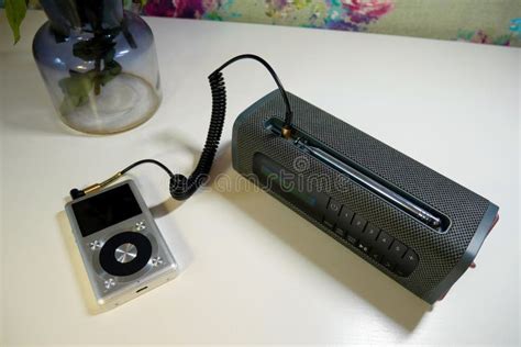 Bluetooth Aux Speaker Wireless Speaker With Aux Details And Close Up Stock Image Image Of