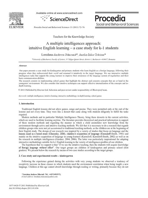 a multiple intelligences approach intuitive english learning a case