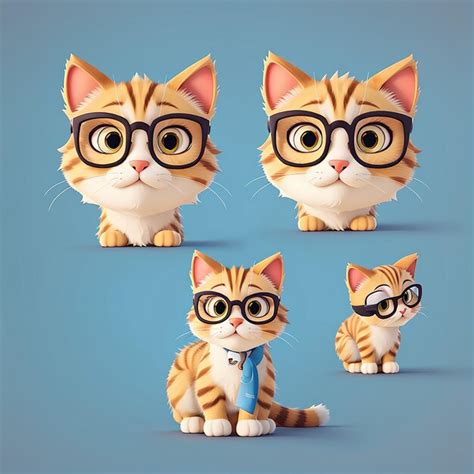 Premium Photo Cute Cat Wearing Glasses Cartoon Vector Icon