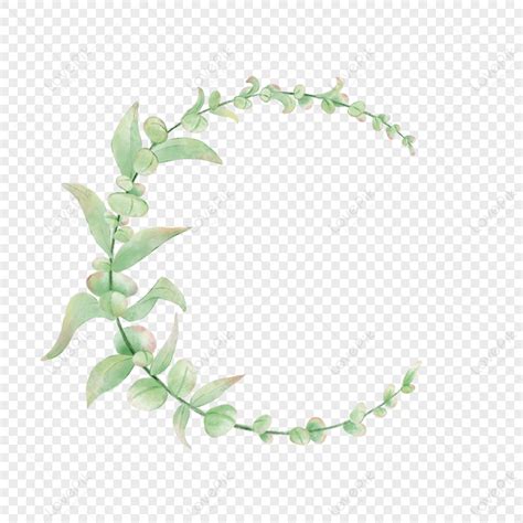 Green Wedding Border Watercolor Tree Round Wreath Frame Watercolor