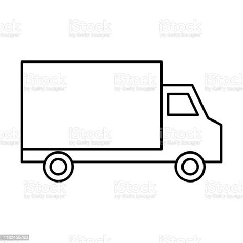 배달 트럭 웹 및 모바일 응용 프로그램에 대한 범용 아이콘입니다 흰색 배경의 벡터 그림입니다 편집 가능한 가는 줄입니다 교통수단에 대한 스톡 벡터 아트 및 기타 이미지