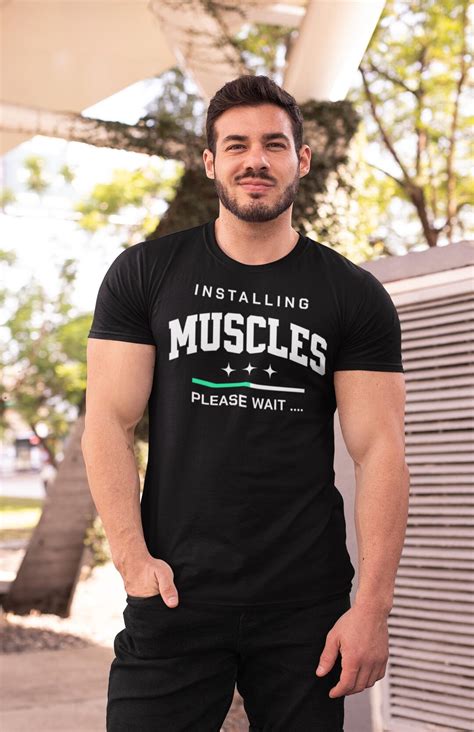 Installing Muscles Please Wait T Shirt Black Gym Workout Tee Etsy