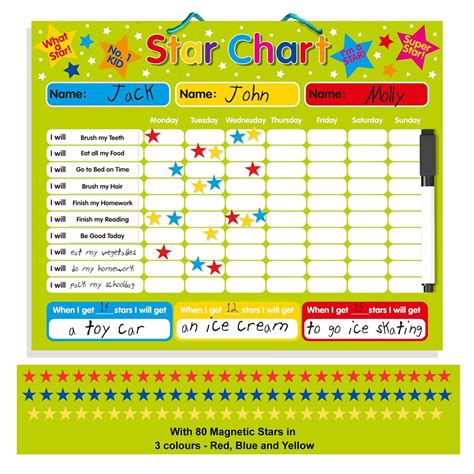 Multi Purpose Magnetic Reward Star Chart Durable 40x30cm Board For Behaviour And Task Tracking