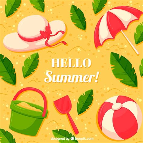 Free Vector | Hello summer background with beach elements
