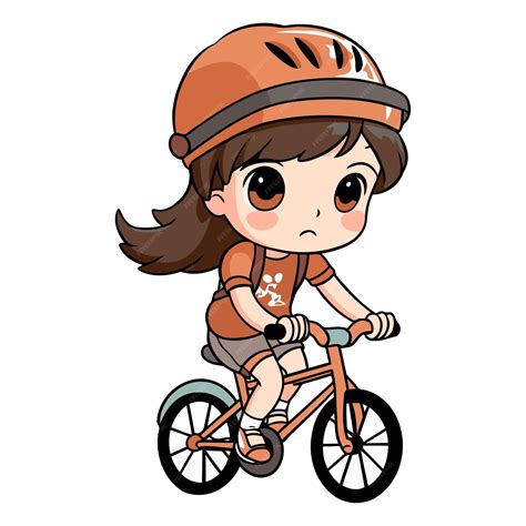 Милая девочка едет на велосипеде на белом фоне Премиум векторы