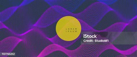 물결 모양의 그리드 배경 배너 전단지 책 표지 포스터 동적 효과입니다 도트와 3d 추상적인 벡터 일러스트입니다 소음에 대한 스톡 벡터 아트 및 기타 이미지 Istock