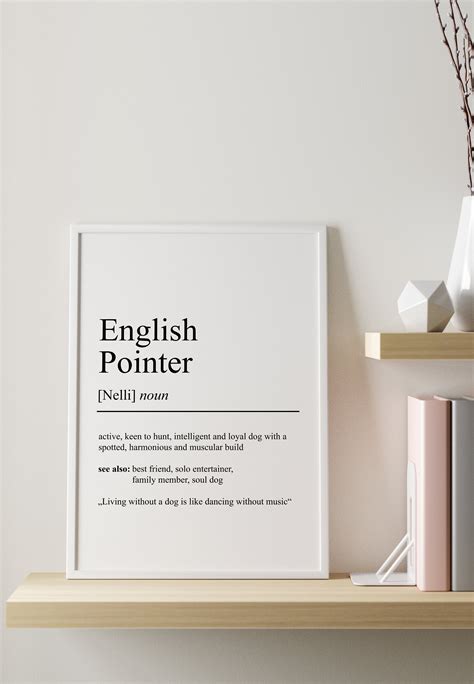 English Pointer Definition Poster Minimalist Design Etsy