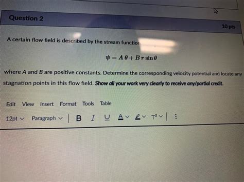 solved question 2 10 pts a certain flow field is described
