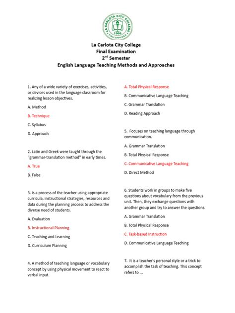 Elt Approaches And Methods Download Free Pdf Language Education Vocabulary