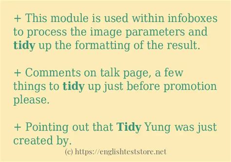 Tidy Sentence Examples Englishteststore Blog