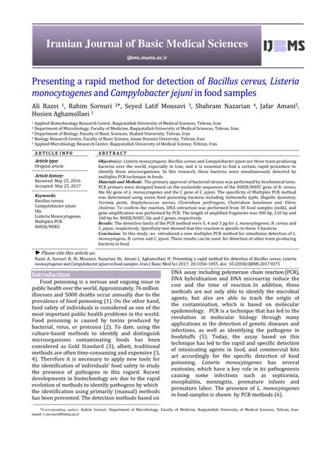Pdf Presenting A Rapid Method For Detection Of Bacillus Cereus