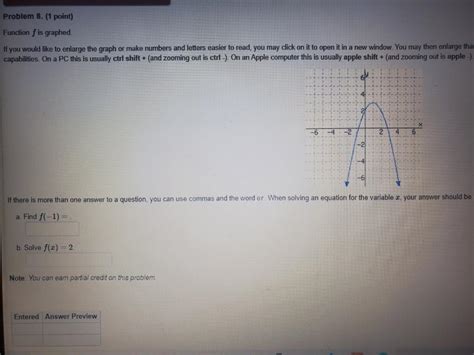 Solved Problem 8 1 Point Function F Is Graphed If You Chegg Com