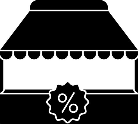 Black And White Illustration Of Shop With Percentage Label Icon 24343671 Vector Art At Vecteezy