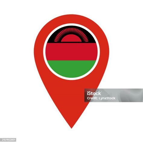핀 포인트 벡터 아이콘 와 말라위 국기 와 고립된 통하고 있는 백색 배경 웹 사이트 Gps 네비게이터 앱에 대한지도 포인터 기호