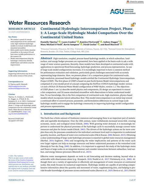 Pdf Continental Hydrologic Intercomparison Project Chip Phase 1 A Large‐scale Hydrologic