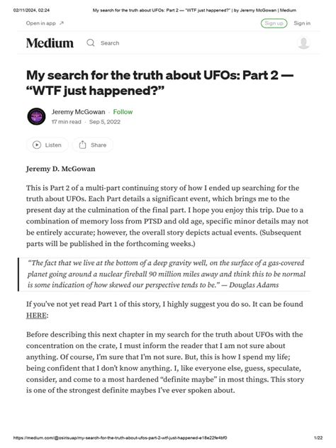 My Search For The Truth About Ufos Part 2 — “wtf Just Happened ” By Jeremy Mcgowan Medium