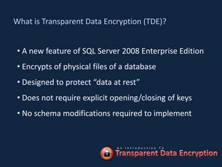 Transparent Data Encryption PPTX Databases Computer Software And Applications