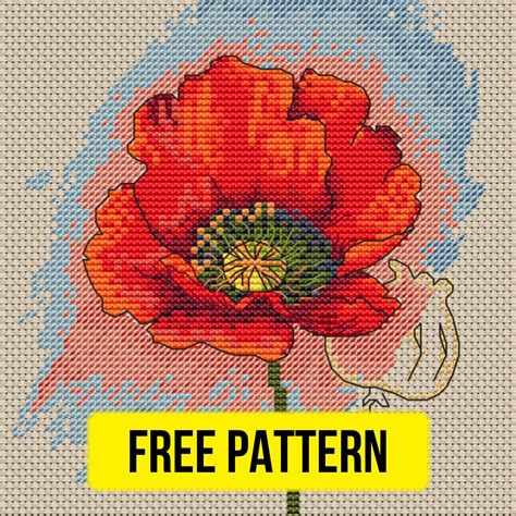 Poppy Cross Stitch Patterns Free Pattern Dmc Pink Poppy Cross Stitch