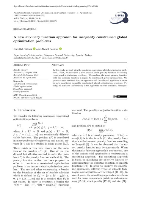 pdf a new auxiliary function approach for inequality constrained