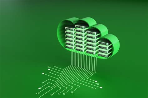 Premium Photo Abstract Server Room Circuit Cloud On Green Background