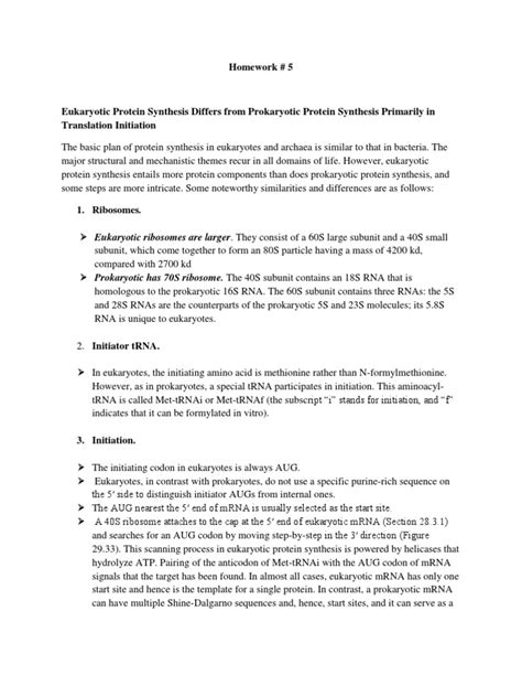 Eukaryotic Protein Synthesis Differs From Prokaryotic Protein Synthesis