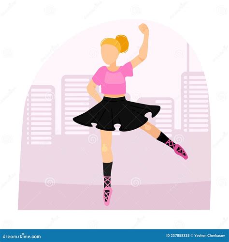Happy Dancing Girl Or Woman Dancing Outdoor Vector Illustration Stock
