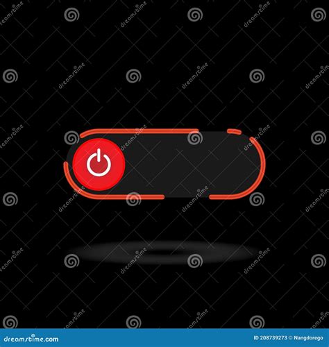 On Off Switch Toggle Slider Style Power Buttons With Shiny Red Shade Neon Light Button Round