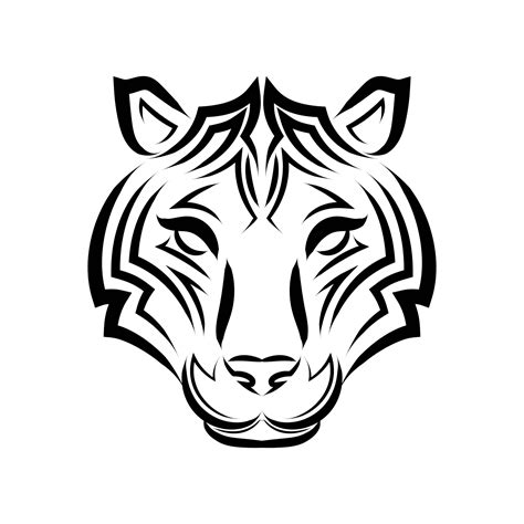 Line Art Vector Of Tiger Head Suitable For Use As Decoration Or Logo