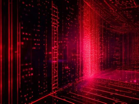 Premium Photo A Vibrant Canvas Illuminated By A Cascade Of Red Binary Code Dynamic Lines And