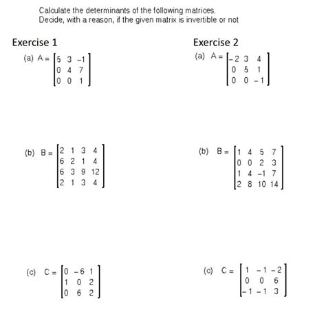 Solved Calculate The Determinants Of The Following Matrices Chegg