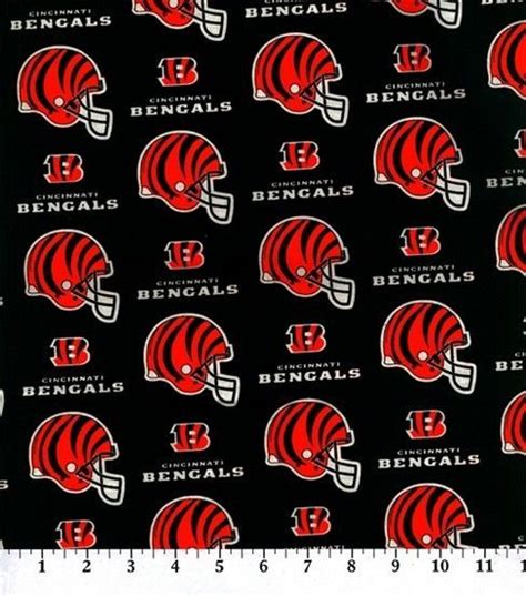 Cincinnati Bengals Cotton Fabric 58 Helmet Logo Cincinnati Bengals