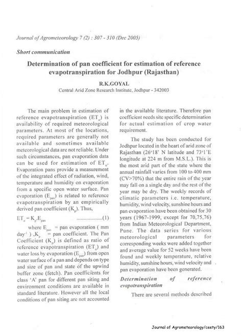 Pdf Determination Of Pan Coefficient For Estimation Of Reference