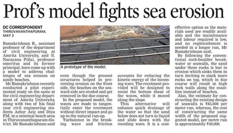 Amrita Professors Model Fights Sea Erosion Amrita Vishwa Vidyapeetham