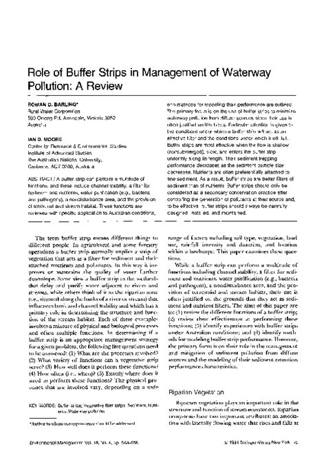 Pdf Role Of Buffer Strips In Management Of Waterway Pollution A Review