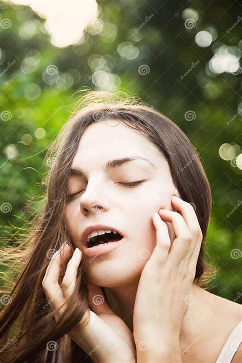 Sensual Girl In The Yard Of Outdoors Stock Image Image Of Delicate