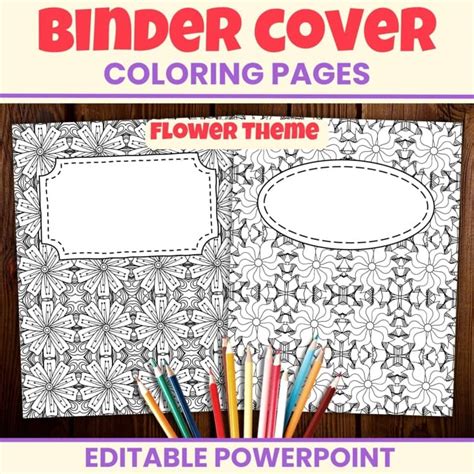 Editable Flower Binder Cover Coloring Page Back To School Folder Cover