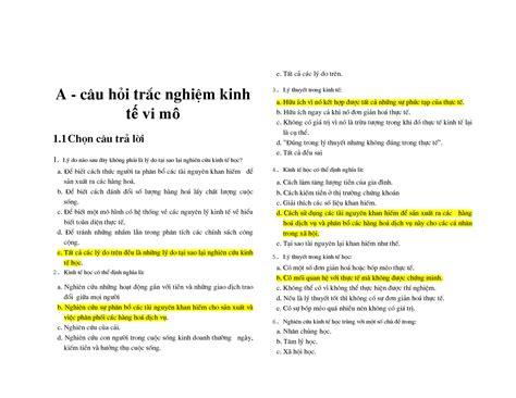 CSC Trắc nghiệm tổng hợp A cu hái tr¾c nghiÖm kinh t ế vi mô Chän cu tr lêi