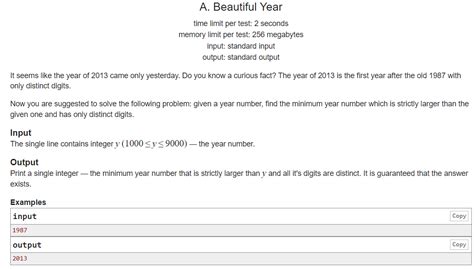 271a beautiful year codeforces solution
